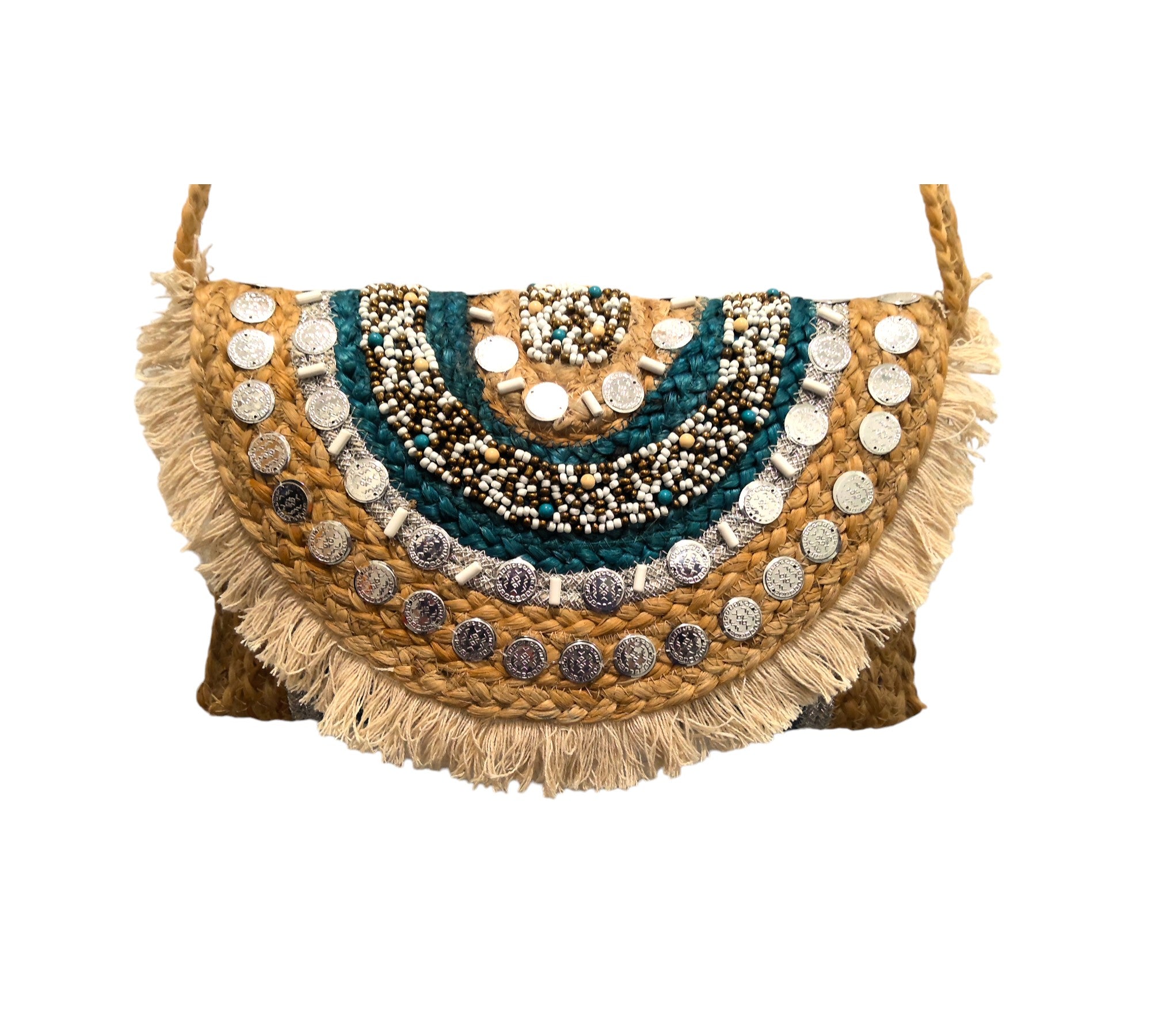 IBIZA Beaded Jute Bag , Blue – Ava joyce